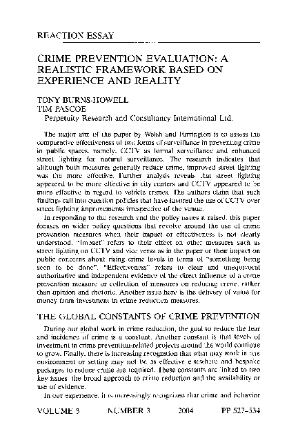 Pdf Crime Prevention Evaluation A Realistic Framework Based On Experience And Reality Tim