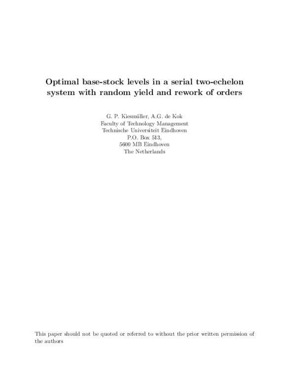 (PDF) Optimal base-stock levels in a serial two-echelon system with ...
