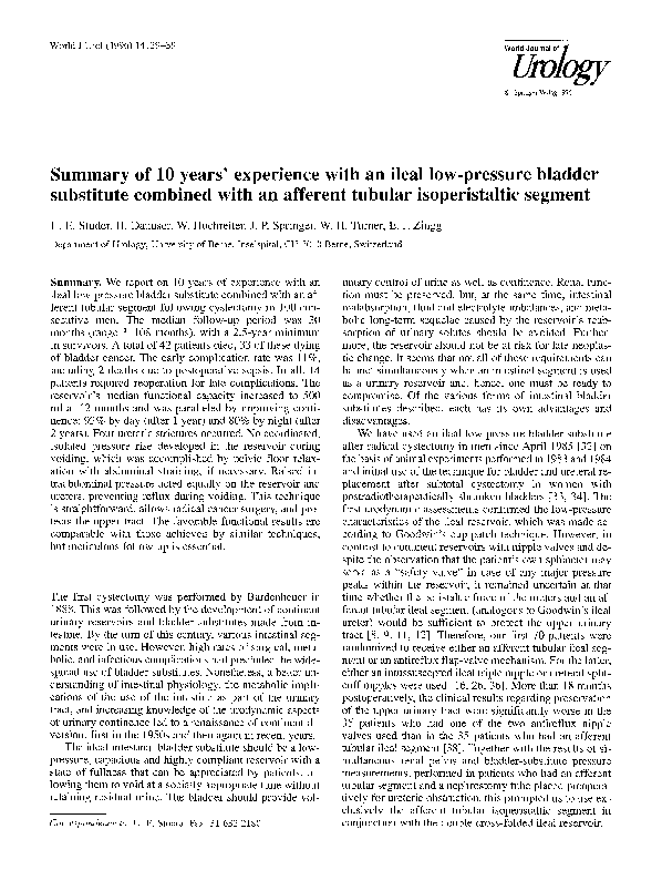 (PDF) Summary of 10 years' experience with an ileal low-pressure ...