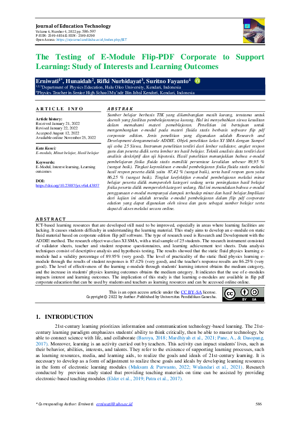 (PDF) The Testing of E-Module Flip-PDF Corporate to Support Learning ...
