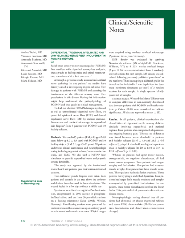 (PDF) Differential trigeminal myelinated and unmyelinated nerve fiber ...