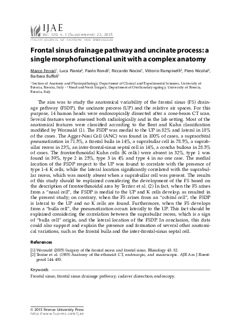 (PDF) Frontal sinus drainage pathway and uncinate process: a single ...