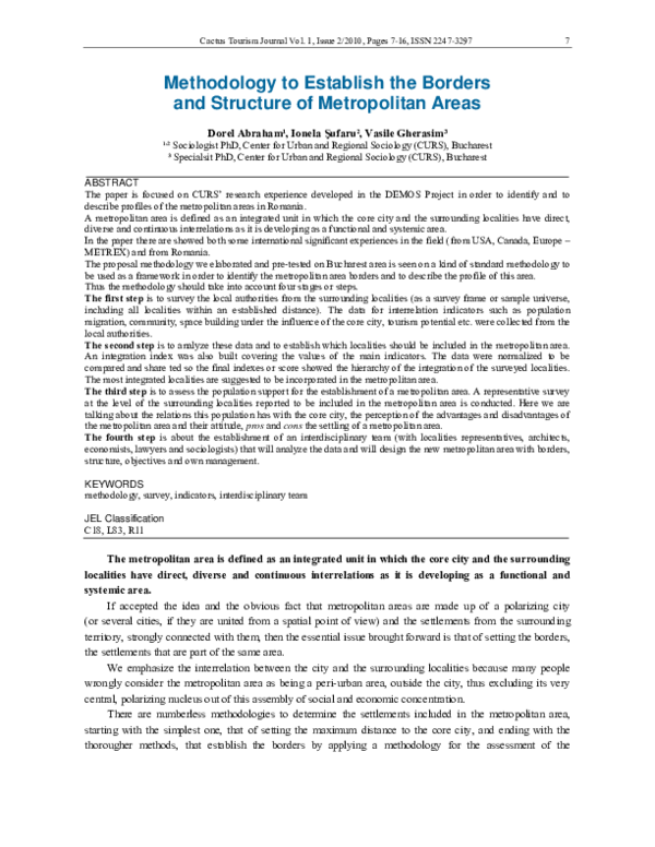 (PDF) Methodology to Establish the Borders and Structure of ...