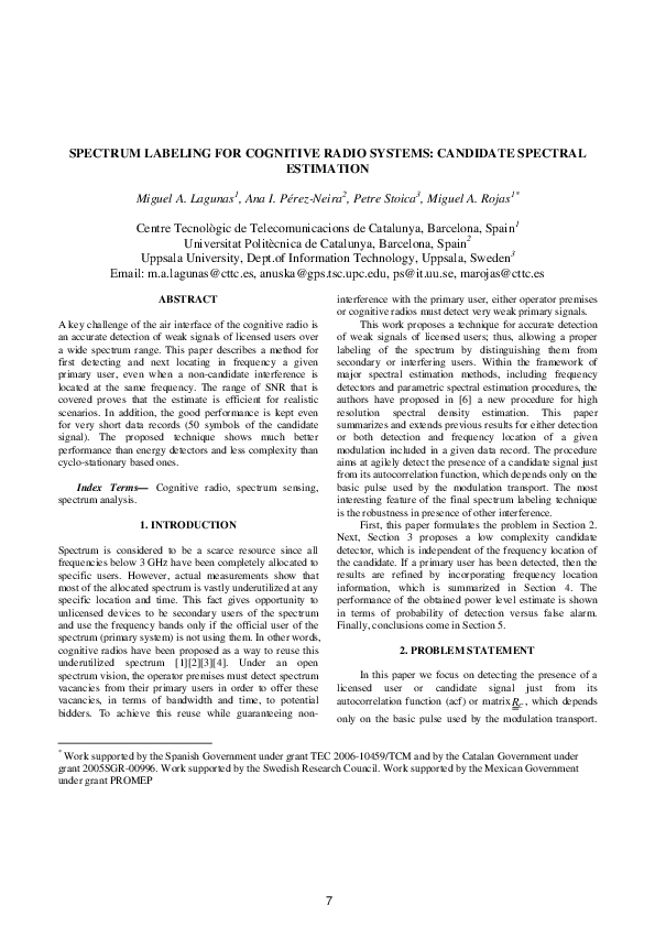 (PDF) Spectrum Labeling for Cognitive Radio Systems: Cadidate Spectral ...