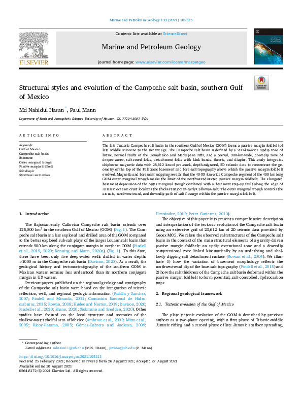 Pdf Structural Styles And Evolution Of The Campeche Salt Basin