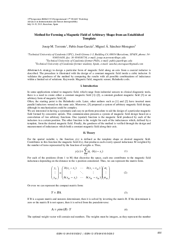 (PDF) Method for forming a magnetic field of arbitrary shape from an established template