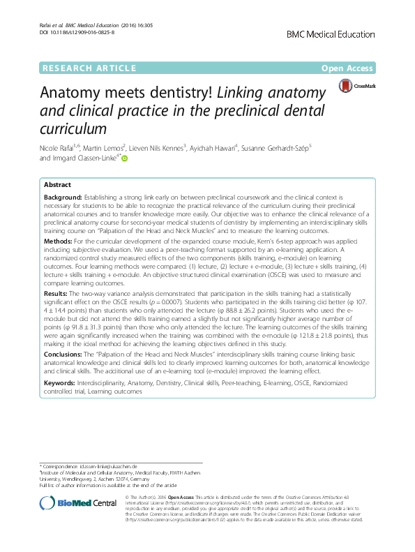 (PDF) Anatomy meets dentistry! Linking anatomy and clinical practice in ...