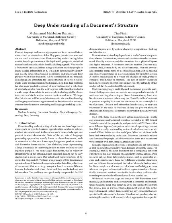 (PDF) Deep Understanding of a Document's Structure