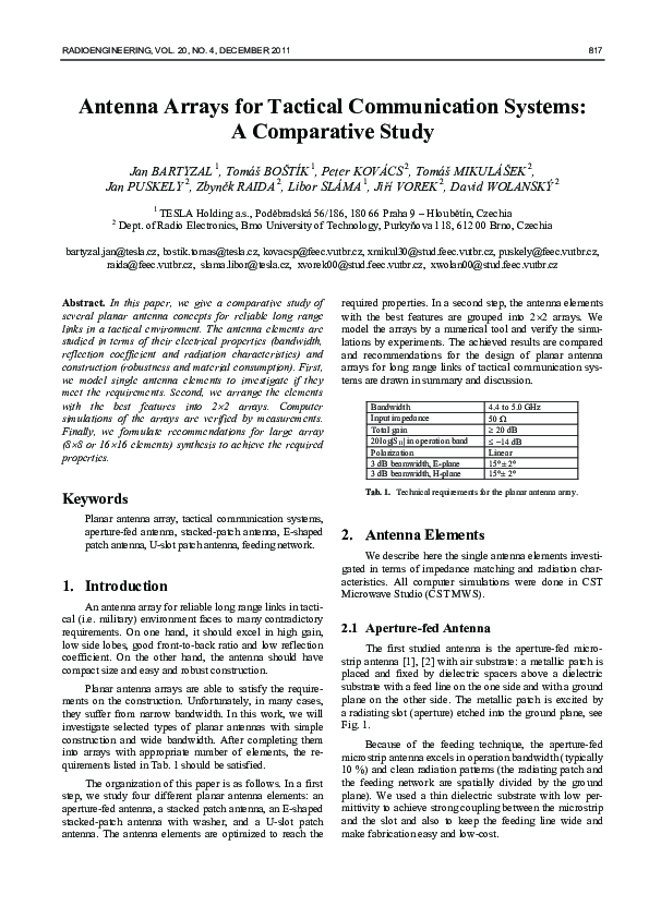 (PDF) Antenna Arrays for Tactical Communication Systems: A Comparative Study