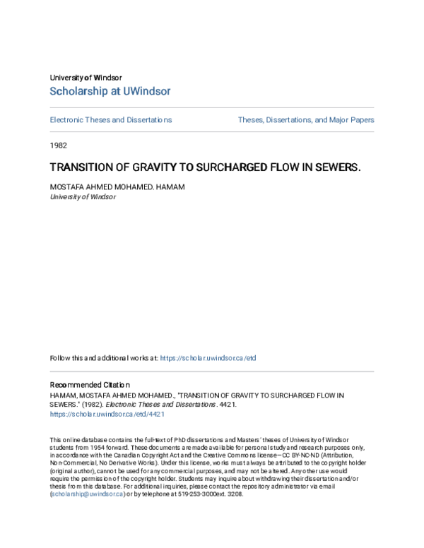 (PDF) Transition of Gravity to Surcharged Flow in Sewers