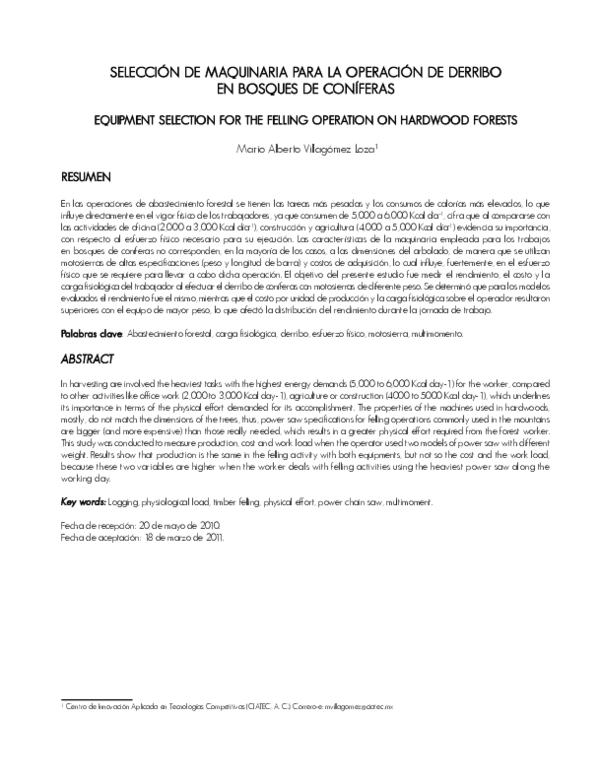 (PDF) Equipment selection for the felling operation on hardwood forests