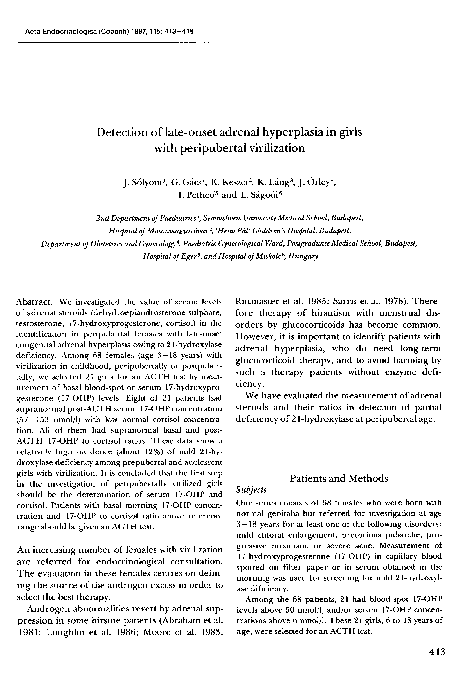 (PDF) Detection of late-onset adrenal hyperplasia in girls with ...