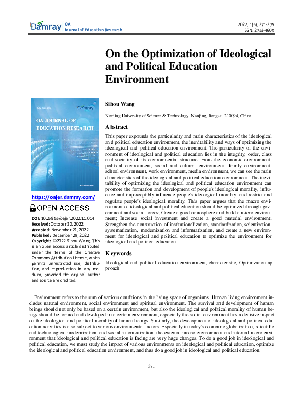 (PDF) On the Optimization of Ideological and Political Education Environment