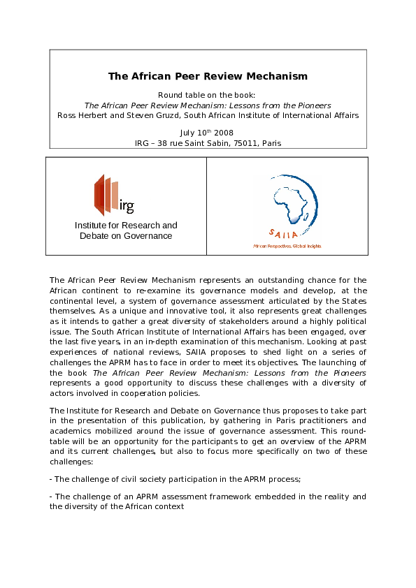 (PDF) The African Peer Review Mechanism