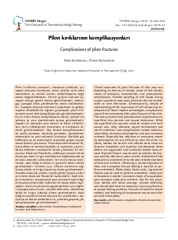 (PDF) Pilon kırıklarının komplikasyonları