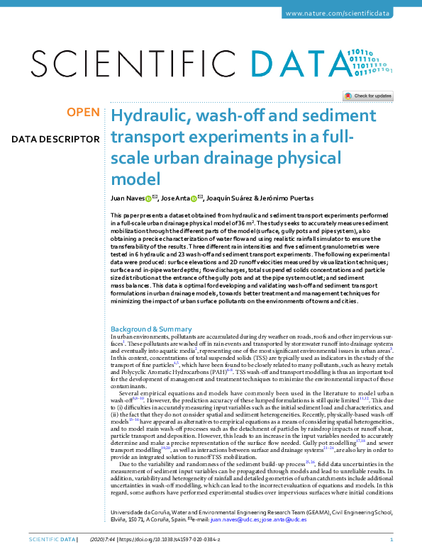(PDF) Hydraulic, wash-off and sediment transport experiments in a full ...