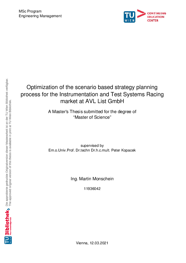 (PDF) Optimization of the scenario based strategy planning process for ...