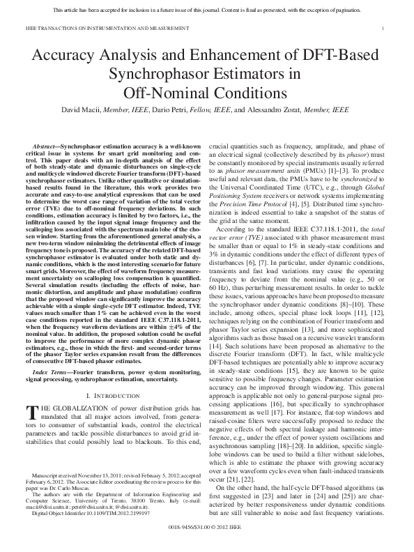 (PDF) Accuracy Analysis and Enhancement of DFT-Based Synchrophasor ...