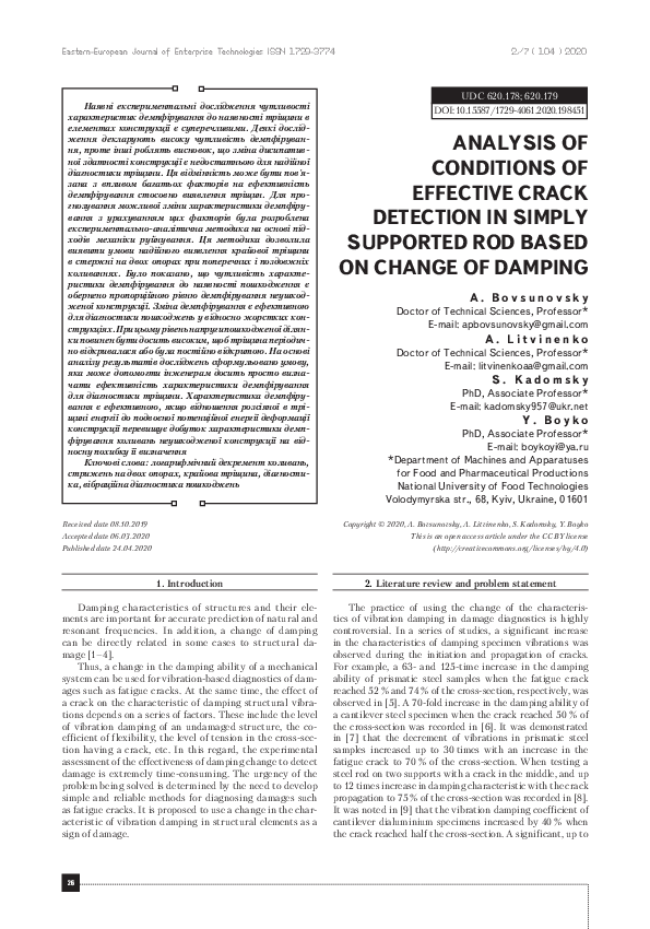 (PDF) Analysis of Conditions of Effective Crack Detection in Simply ...