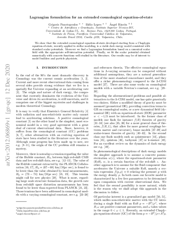 (PDF) Lagrangian formulation for an extended cosmological equation-of-state