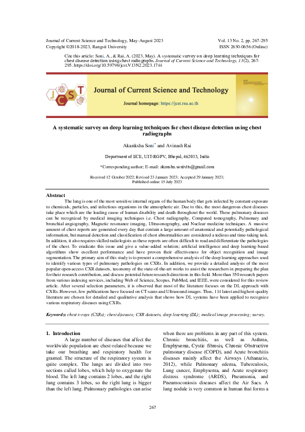(PDF) A systematic survey on deep learning techniques for chest disease ...