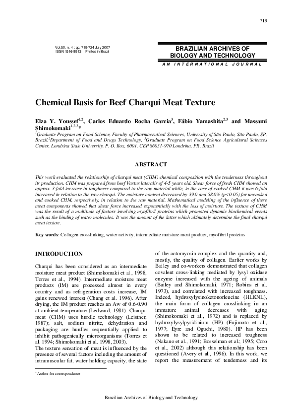 (PDF) Chemical basis for beef charqui meat texture
