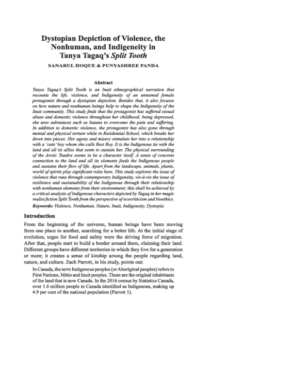 (PDF) Dystopian Depiction of Violence, the Nonhuman and Indigeneity in ...