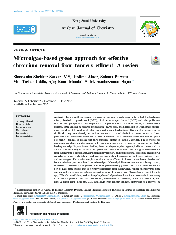 (PDF) Microalgae-based green approach for effective chromium removal ...