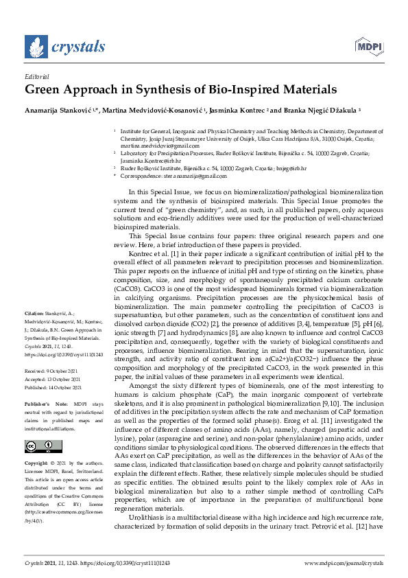 (PDF) Green Approach in Synthesis of Bio-Inspired Materials