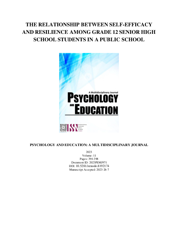 (PDF) The Relationship Between Self-Efficacy and Resilience Among Grade ...