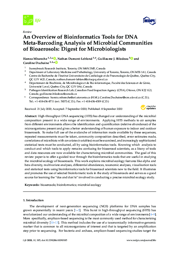(PDF) An Overview of Bioinformatics Tools for DNA Meta-Barcoding Analysis of Microbial ...
