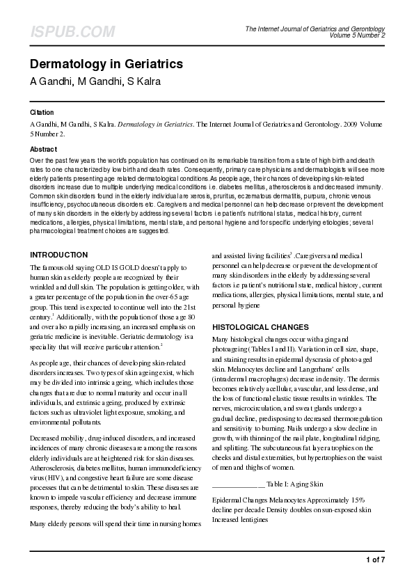 (PDF) Dermatology in Geriatrics