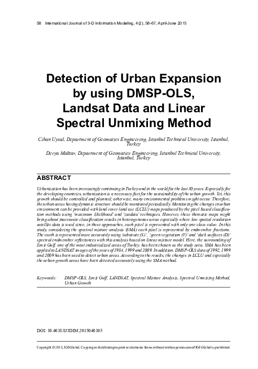 (PDF) Detection of Urban Expansion by using DMSP-OLS, Landsat Data and Linear Spectral Unmixing ...