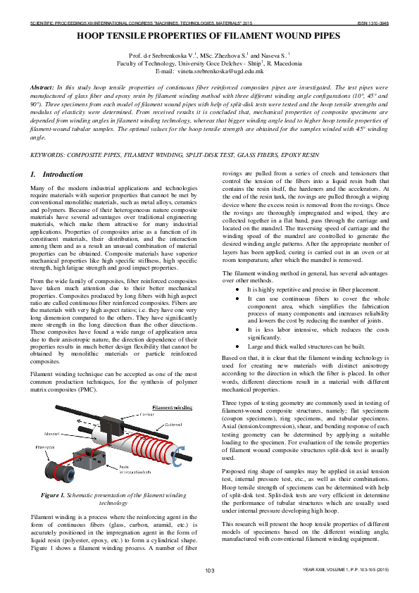 (PDF) Hoop tensile properties of filament wound pipes