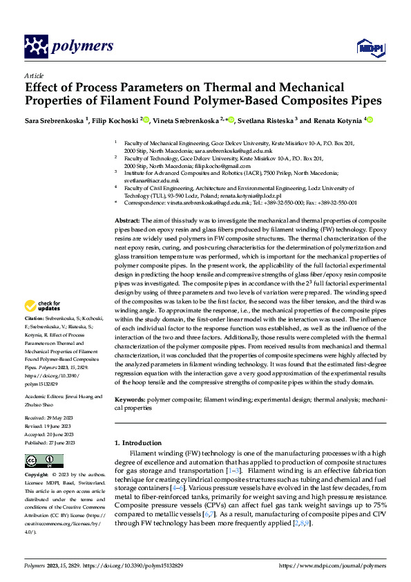 (PDF) Effect of Process Parameters on Thermal and Mechanical Properties of Filament Found ...