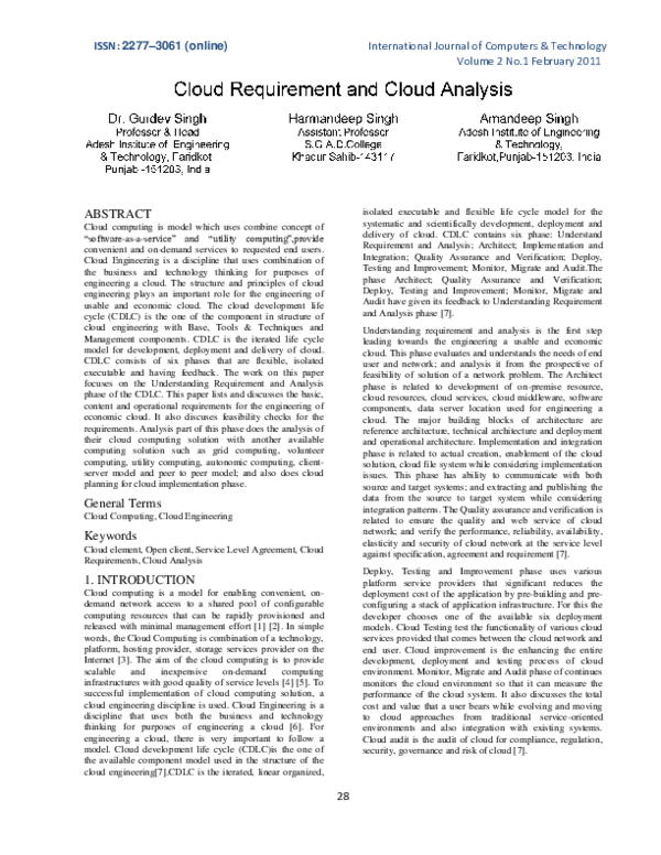 (PDF) Cloud Requirement and Cloud Analysis
