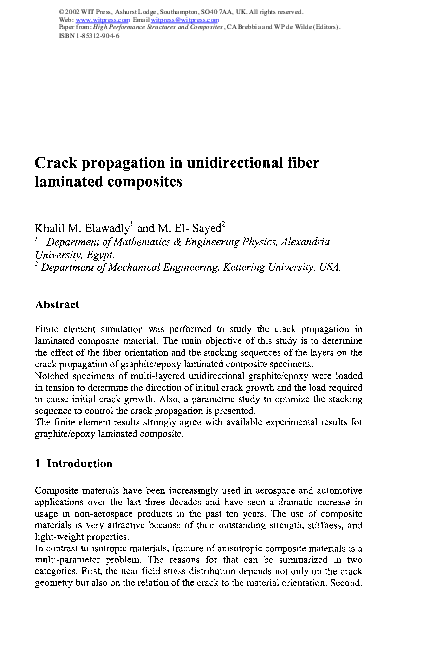 Pdf Laminated Composites Crack Propagation In Unidirectional Fiber
