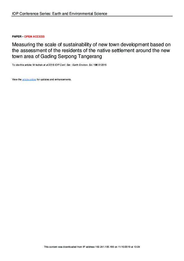 (PDF) Measuring the scale of sustainability of new town development ...