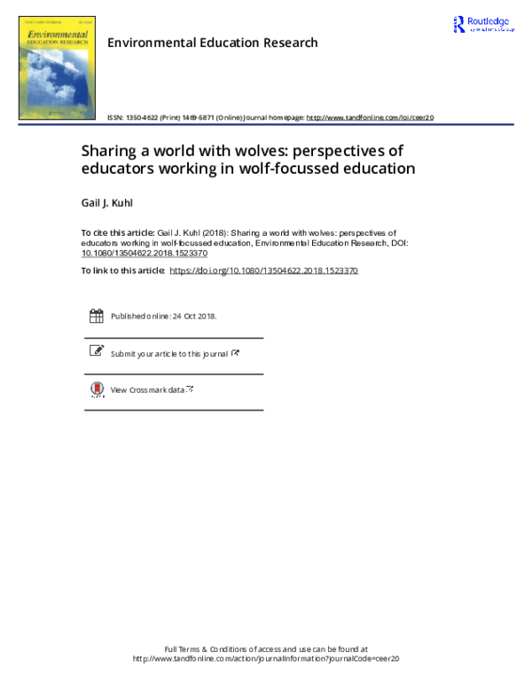 (PDF) Sharing a world with wolves: perspectives of educators working in ...