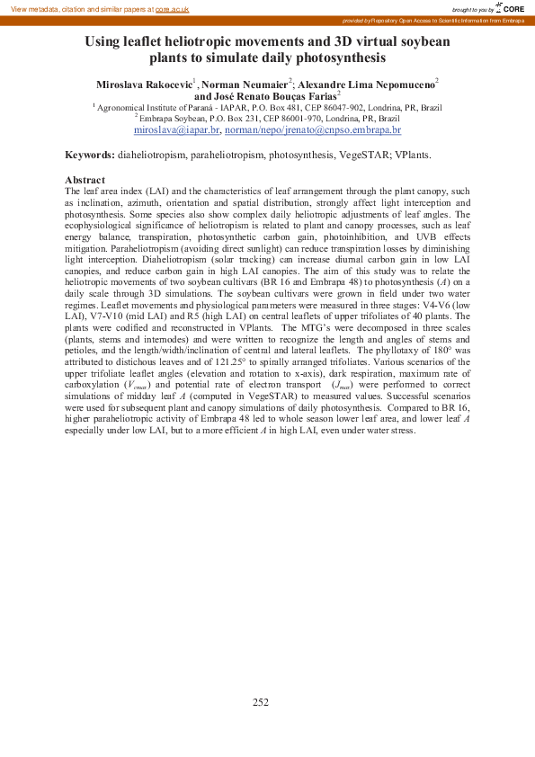 (PDF) Using leaflet heliotropic movements and 3D virtual soybean plants ...