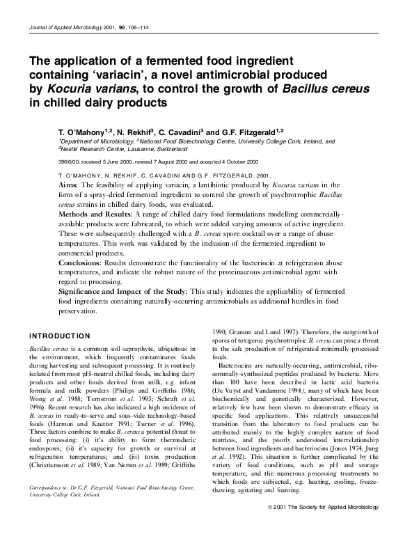 (PDF) The application of a fermented food ingredient containing ...