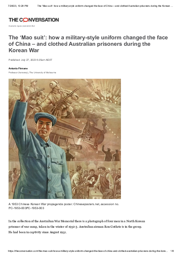 (PDF) The 'Mao suit': how a military-style uniform changed the face of ...