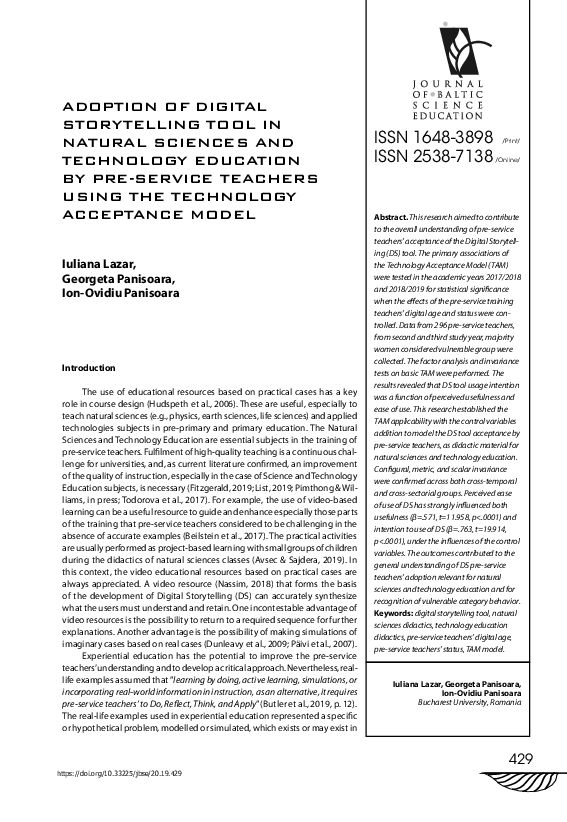 (PDF) Adoption of Digital Storytelling Tool in Natural Sciences and ...