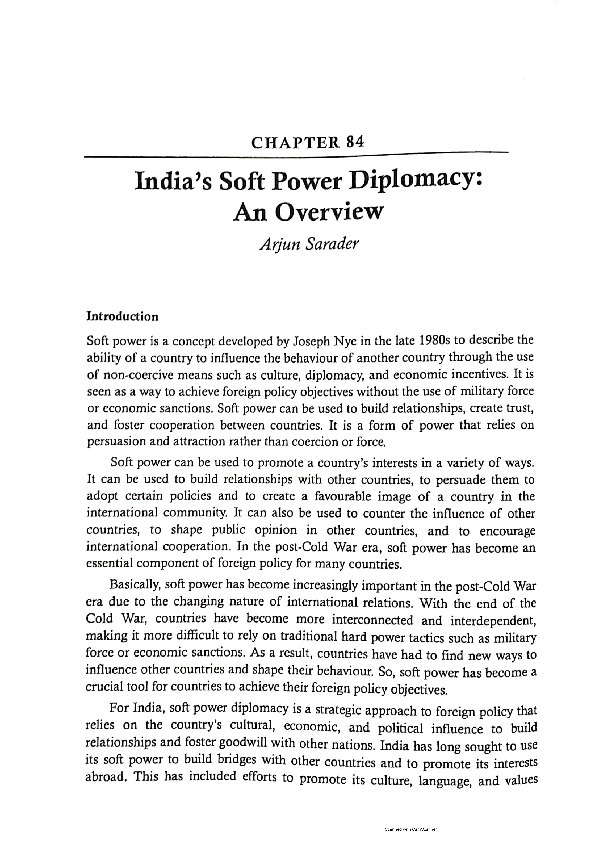 (PDF) India's Soft Power Diplomacy: An Overview