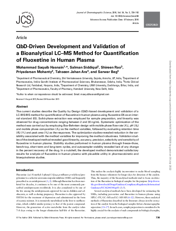 (PDF) QbD-Driven Development and Validation of a Bioanalytical LC–MS Method for Quantification ...