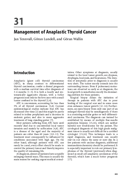 (PDF) Management of Anaplastic Thyroid Cancer