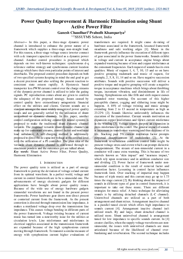 (PDF) Power Quality Improvement & Harmonic Elimination using Shunt Active Power Filter