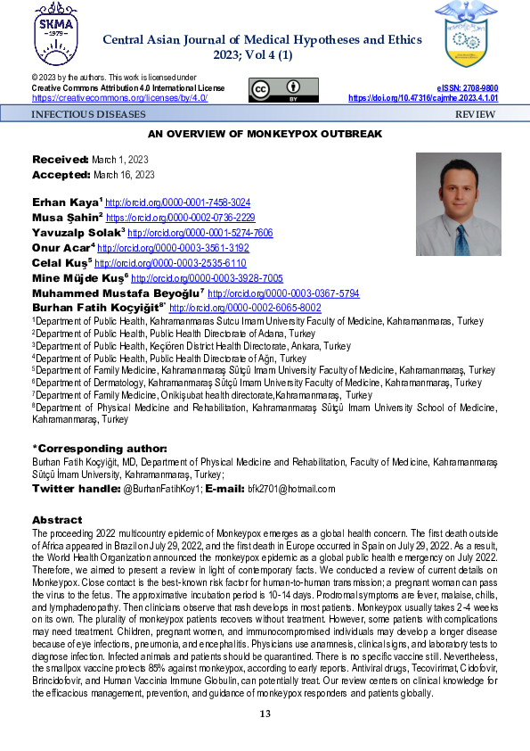 (PDF) An Overview of Monkeypox Outbreak