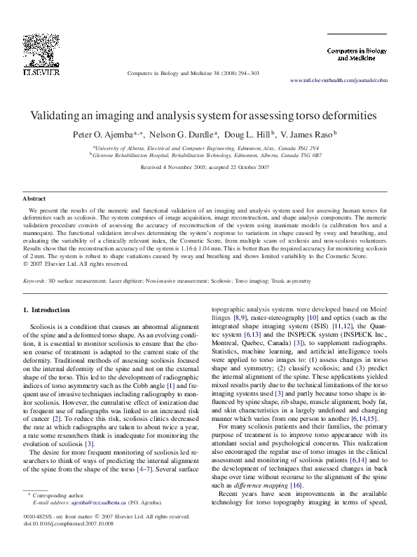 (PDF) Validating an imaging and analysis system for assessing torso deformities