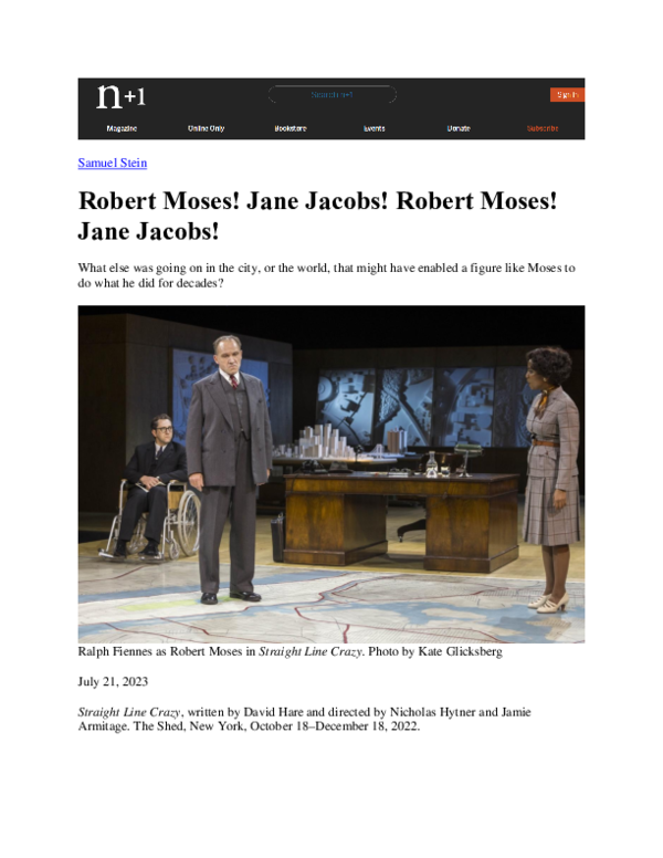 (PDF) Robert Moses! Jane Jacobs! Robert Moses! Jane Jacobs!